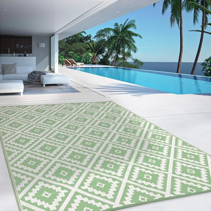 IDMARKET Tapis extérieur BAHAMAS vert sauge 180 x 280 CM - Cdiscount Maison