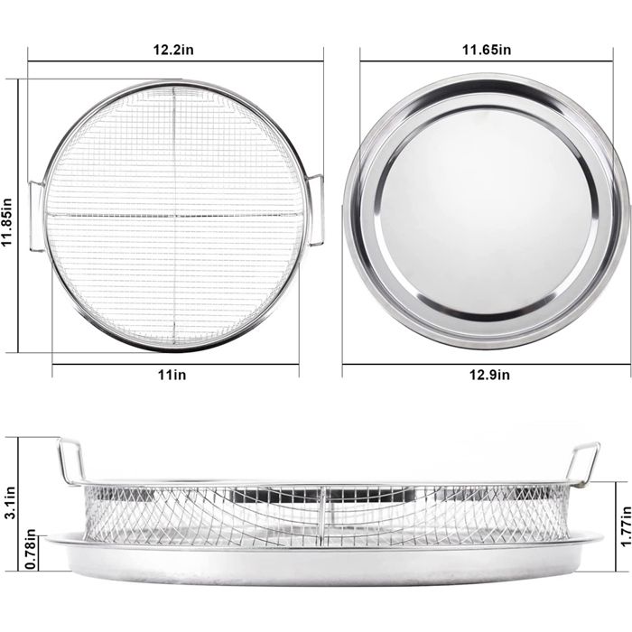 2 Paniers Ronds pour Friteuse à Air en Acier Inoxydable pour Four, Bac ...