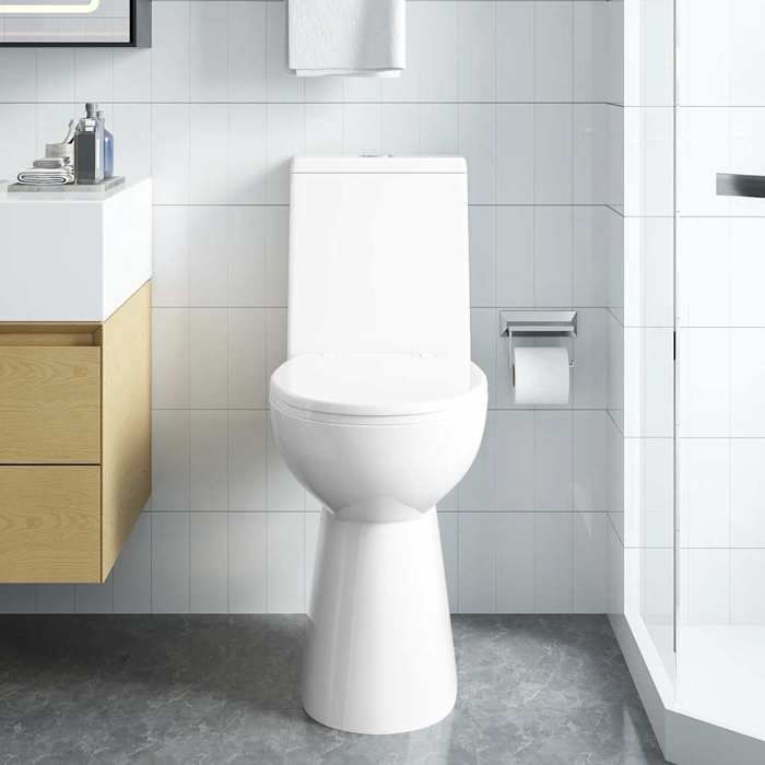 Prix bas - Toilette - Cuvette sans bord fermeture douce 7 cm Hauteur d ...