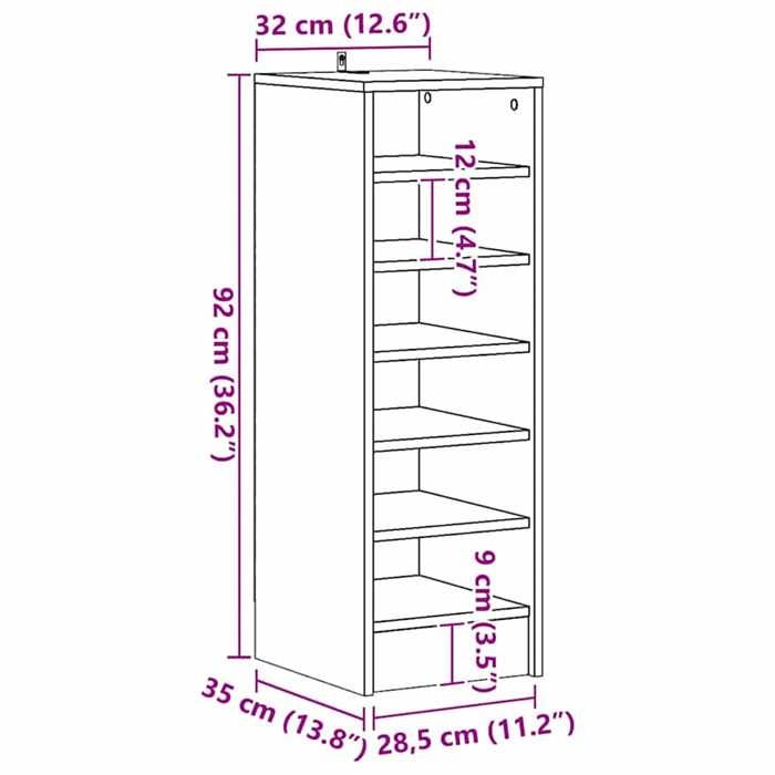 Haut de gamme - Armoire à chaussures - Chêne sonoma - 31,5x35x90 cm ...