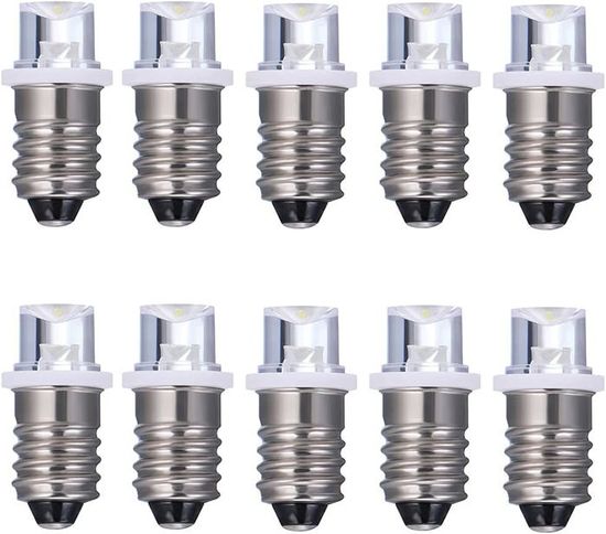 10 ampoules LED à vis E10 + 10 ampoules E10 Base, 24V Ampoule LED blanc ...