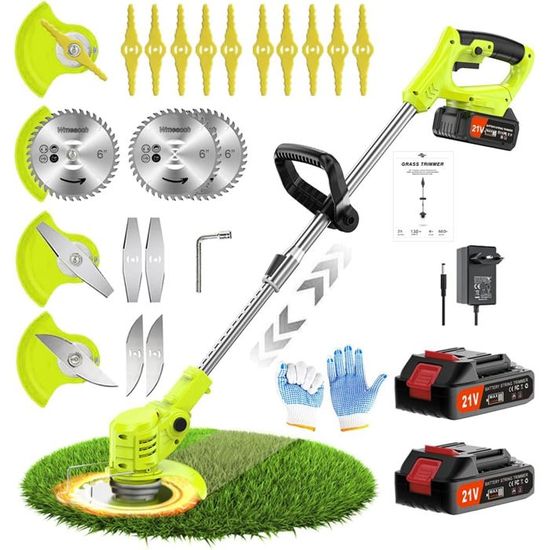 Jwdj Coupe Bordure sans Fil avec Batterie 21V Debroussailleuse Electrique sans Fil avec 2 ...
