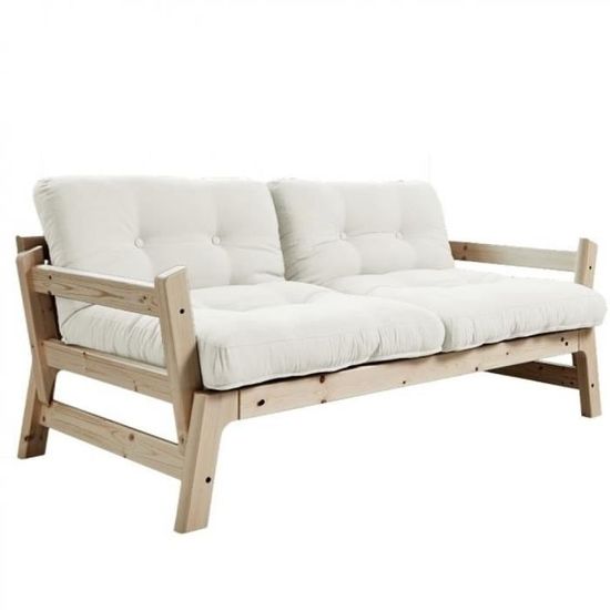 Banquette convertible futon - INSIDE 75 - STEP - Pin massif - Blanc ...