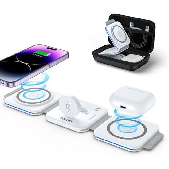 Chargeur Induction Pliable, 3 En 1 Magnétique Chargeur Sans Fil Pour ...