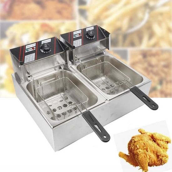5000W Friteuse électrique Friteuse Double Gastro Friteuse en acier ...