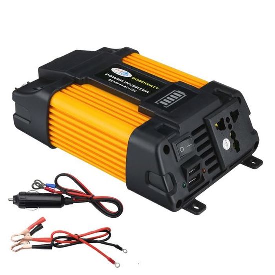 Convertisseur de Tension DC 12v-AC 110v Onde Sinusoïdale Modifiée Onduleur 1500W Transformateur ...