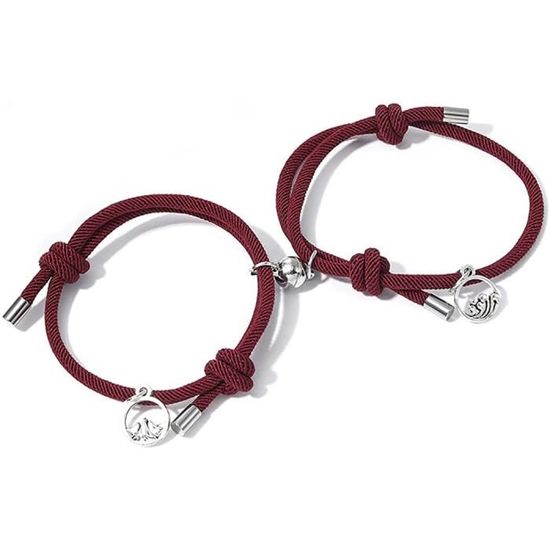 Lot de 2 bracelets magnétiques pour couple avec corde à attirer, amour ...