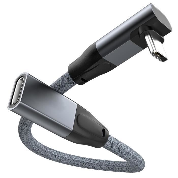 Câble d'Extension USB C 90 Degrés 0.3M, USB C 3.1 Gen 2 20 Gbps Charge ...