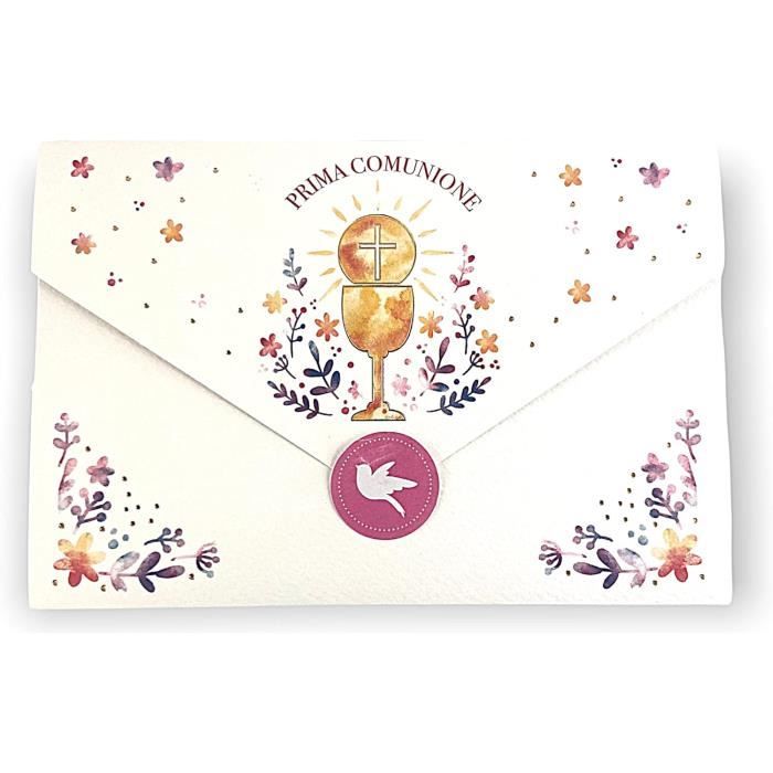 Carte de vœux Communion pour fille avec étiquette fermée Busta,11 x 16 ...
