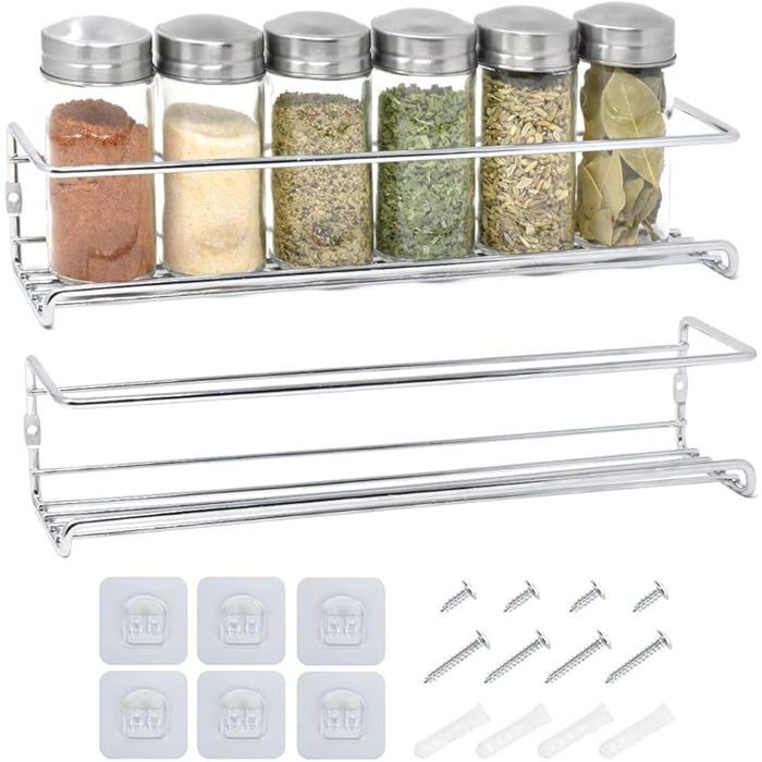 Joeji&s Kitchen 2 x Metal Wall Spice Rack - Kitchen Spice Rack - Easy ...
