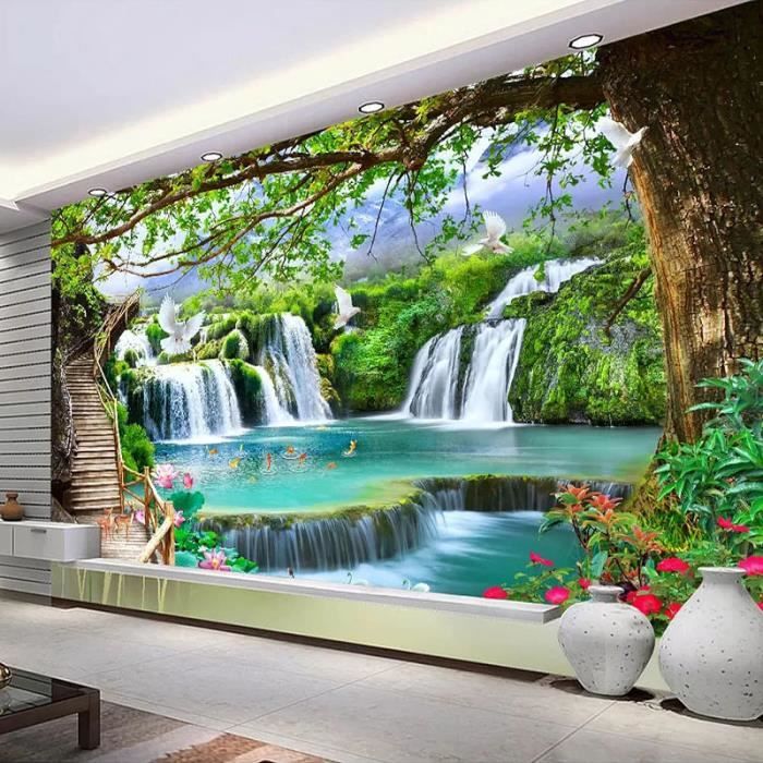 Poster Geant Mural Peinture Murale De Paysage De Nature De Cascade De ...