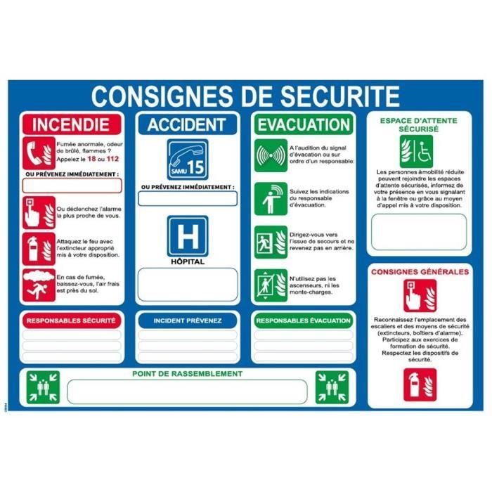 Consignes De Sécurité Pvc A4 Signalisation De Securite Ref