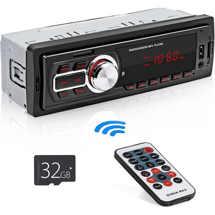 Autoradios Bluetooth 1 Din, Radio Voiture Récepteur avec Télécommande Carte TF 32G Lecteur MP3 ...