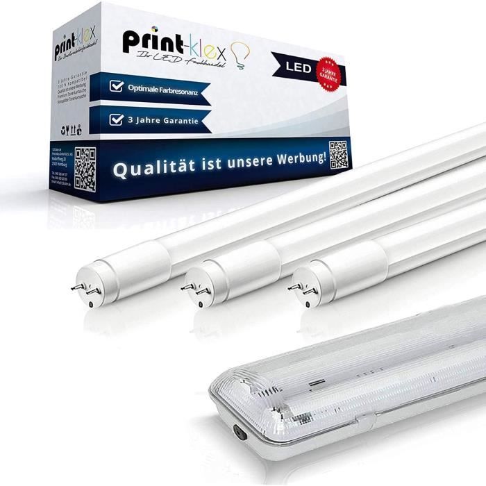 Double support 120 cm + tube fluorescent LED T8 G13 18 W 3000 K - Blanc ...