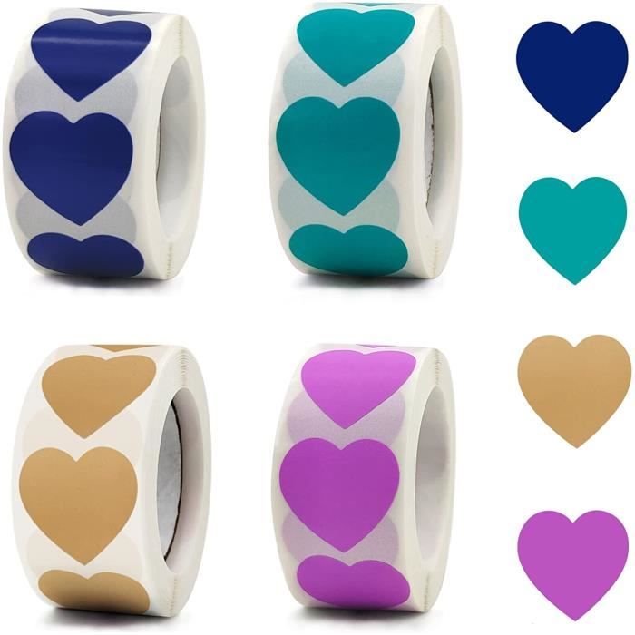 2000 Pcs Gommettes Autocollantes Coeur,Autocollant Coeur Amovible 25mm ...