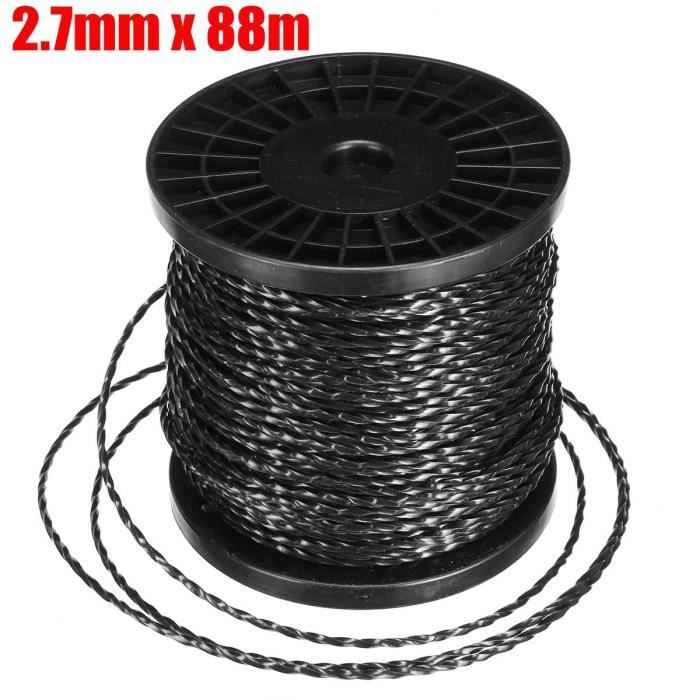 2,77 mm x 88m - Fil De Fer En Acier Et Nylon, Pour Débroussailleuse, Rouleau Rond Long, Fil De ...