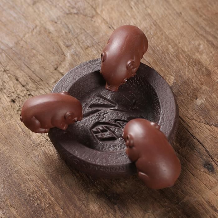 Sculpture - Artisanat - Cochon en argile violette - 14x5.2 cm ...