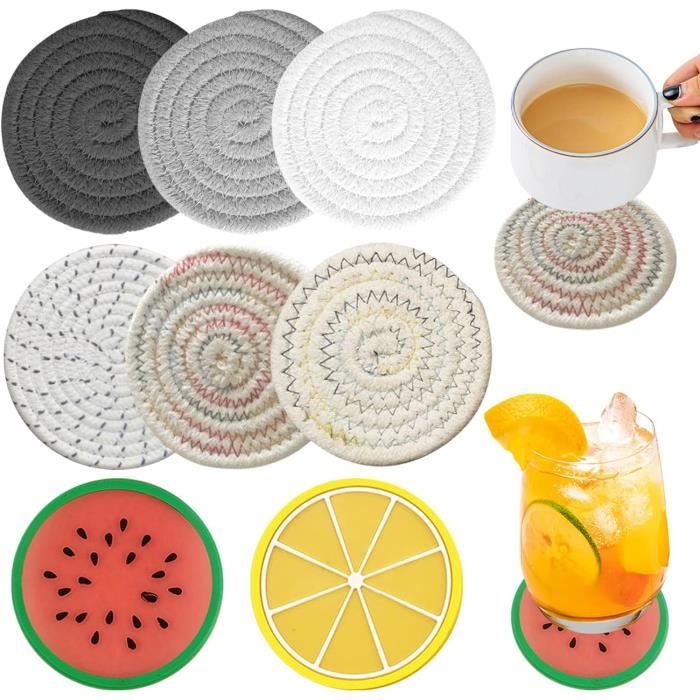 Lot De 8 Dessous De Verre, Dessous De Verre Silicone Rond, Sous Verre ...