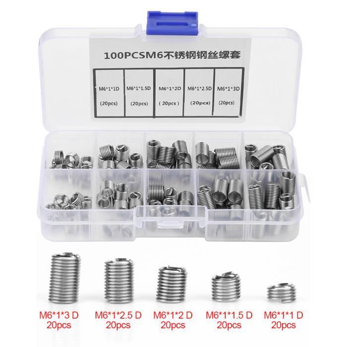 Insert de réparation de filetage 100 pièces d'inserts de filetage de ...