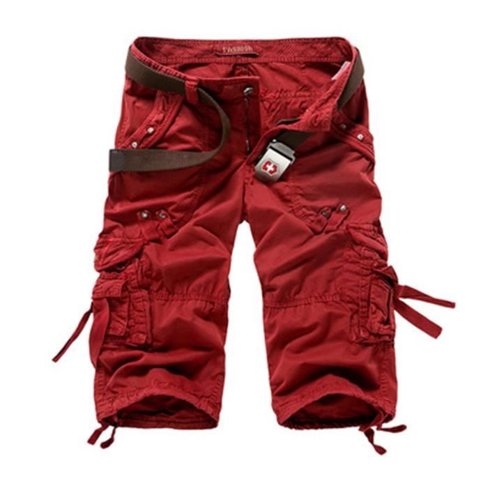 Bermuda de Marque Luxe salopette lâche rouge Homme Cargo Grande ...