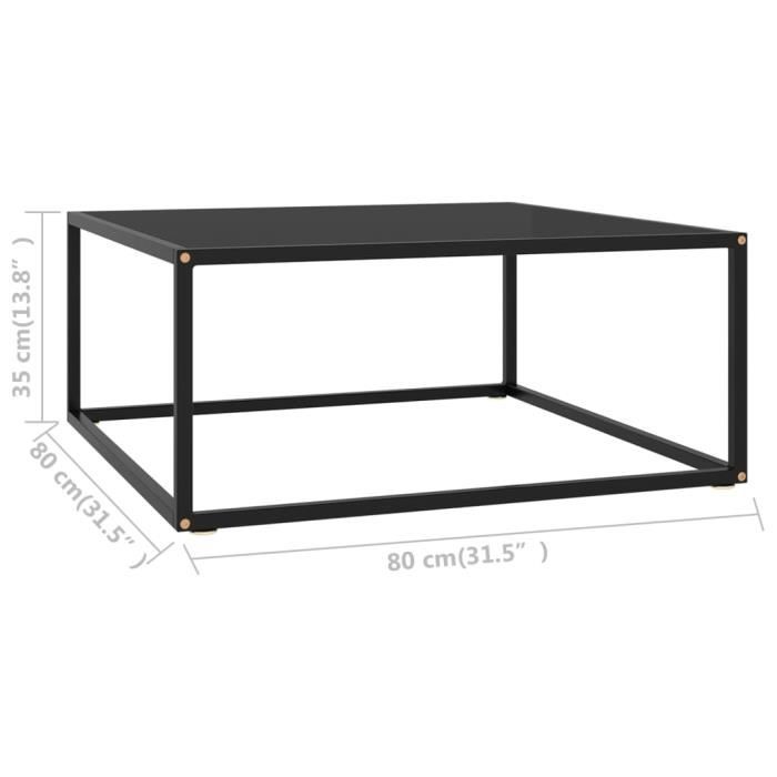 ABB Table basse Noir avec verre noir 80x80x35 cm - Qqmora - AIR76764 ...
