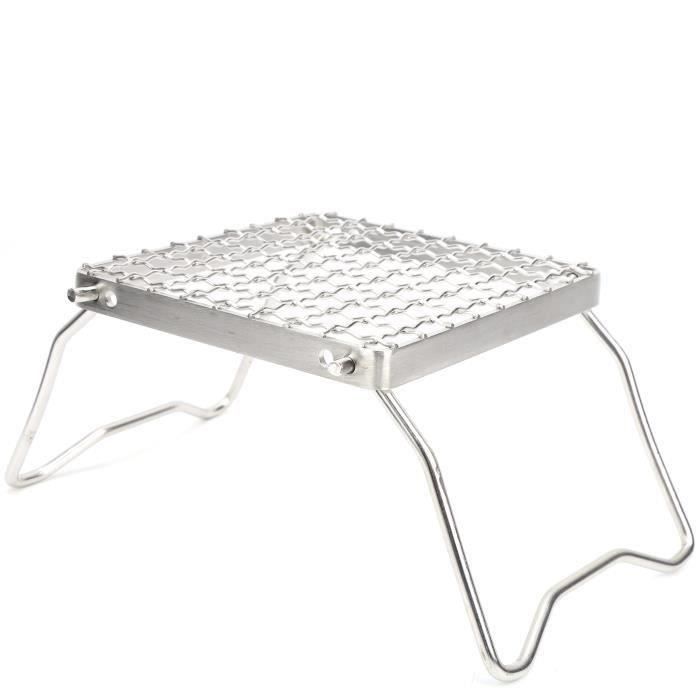 Shiny-Barbecue de feu de camp avec pattes en acier inoxydable grille de ...