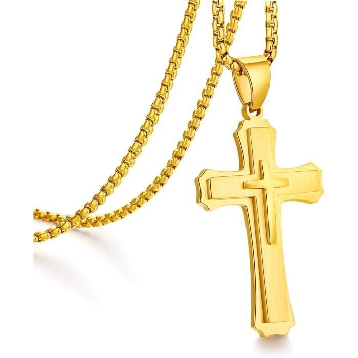 Colliers Croix hommes Pendentif Croix pour homme or blanc 18 carats ...