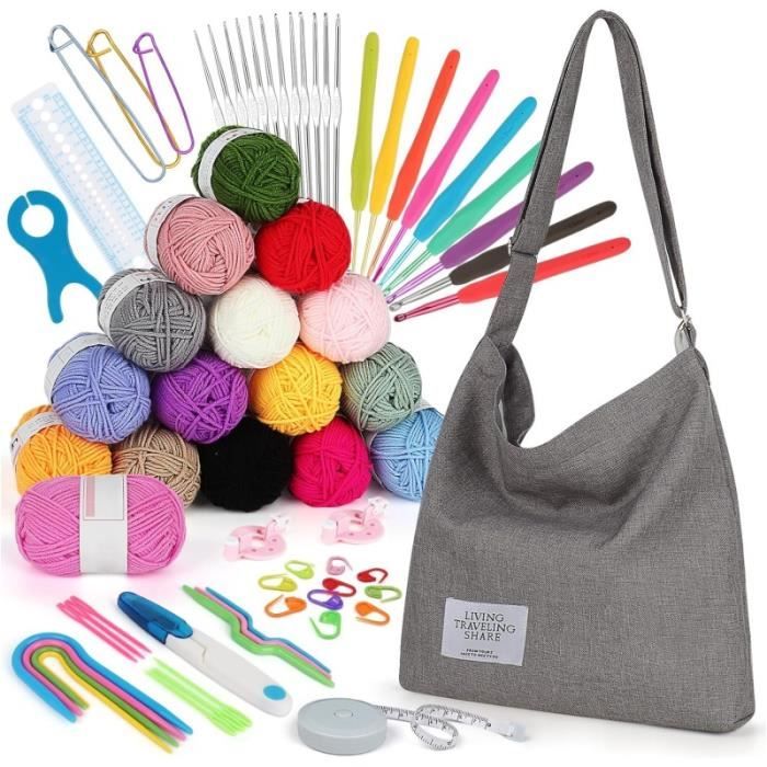 Kit de Crochet - ZGEER - 70 pièces - 16 pelotes de laine - Sac de ...