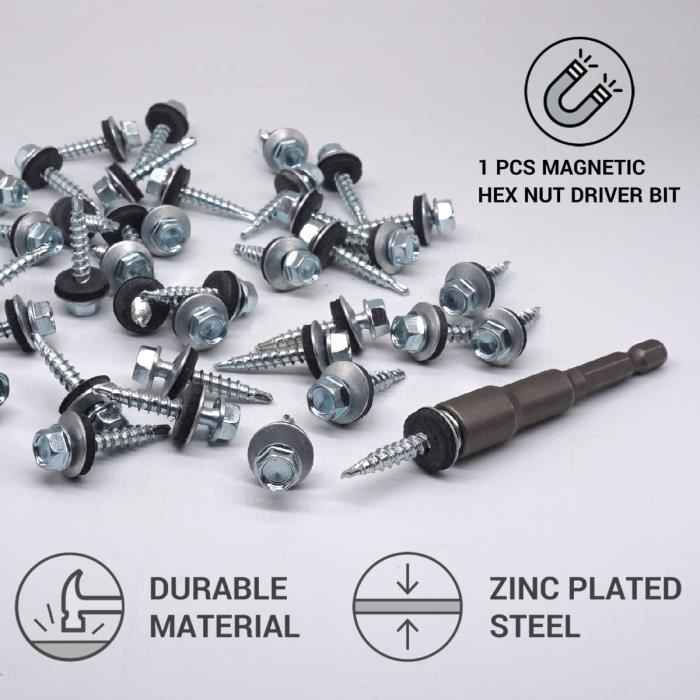 Lot De 80 Vis Autoforeuses Din 7504-K En Acier Zingué 4,8 X 28 Mm Avec ...