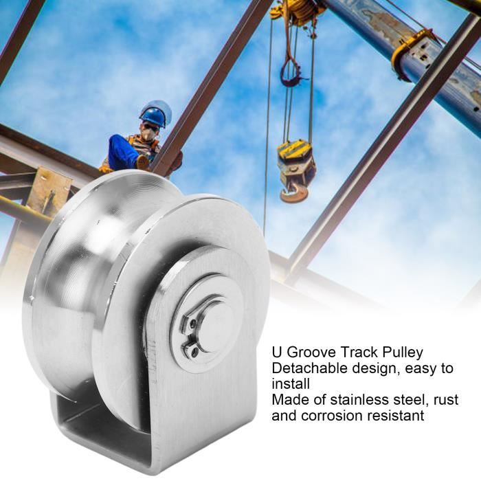 Duokon Roue à rainure en U Poulie de voie d'acier inoxydable de roue de cannelure de type U pour ...