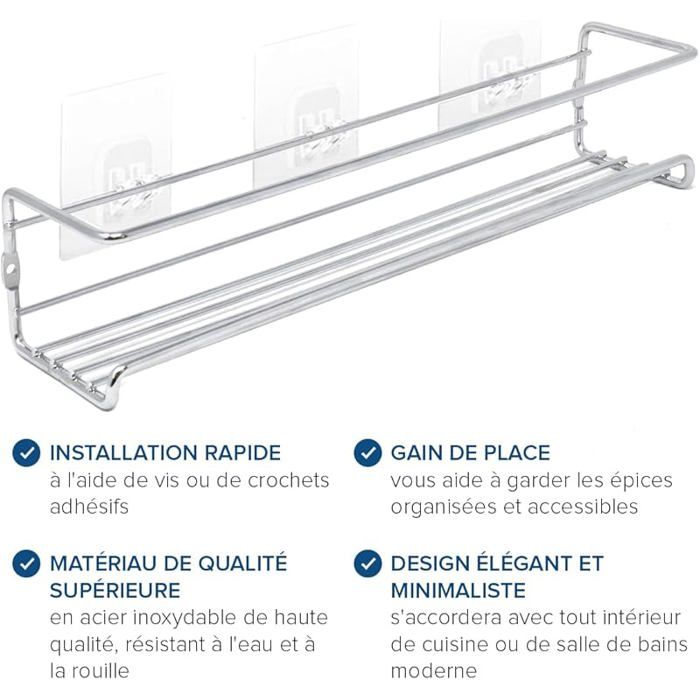 Joeji&s Kitchen 2 x Metal Wall Spice Rack - Kitchen Spice Rack - Easy ...