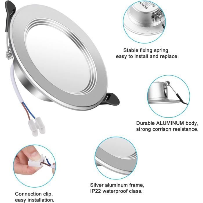 Spot Led Encastrable, Extra Plat,Encastré Lampe Plafonnier, 7W 700Lumen, Equivalent 70W ...