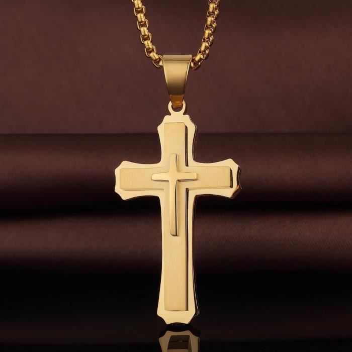 Colliers Croix hommes Pendentif Croix pour homme or blanc 18 carats ...