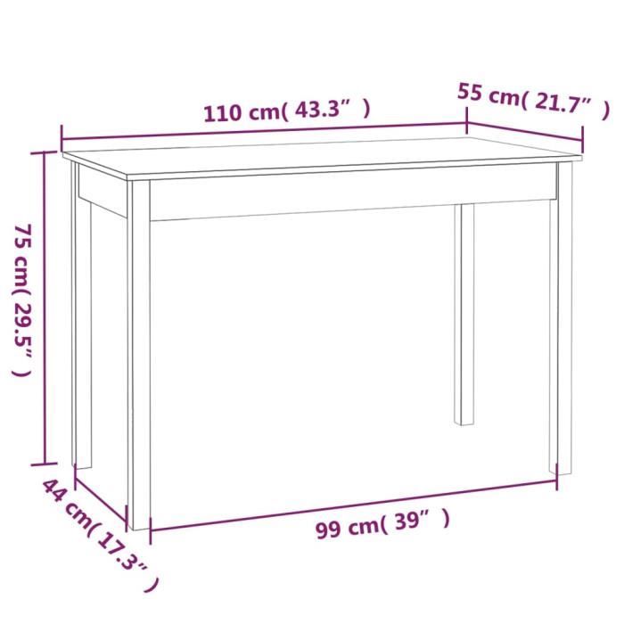 VidaXL Table à manger 110x55x75 cm Bois massif de pin 814249 ...
