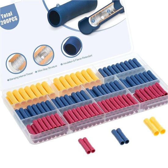 Kit de 200 Connecteurs D'Épissure de Fil Bout à Bout, Connecteur de ...