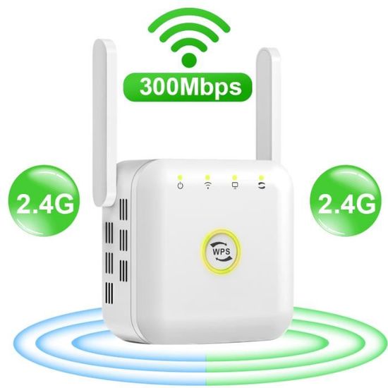 2.4G 300M Blanc-Répéteur WiFi 5G-2.4G sans fil, longue portée, amplificateur de signal pour la ...