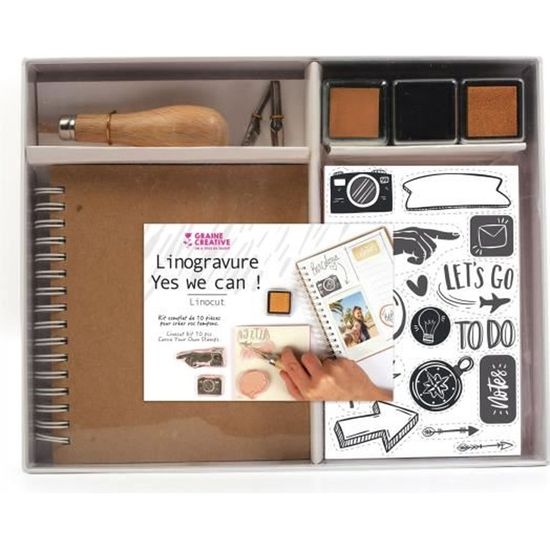 Kit de linogravure - GRAINE CREATIVE ON A TOUS DU TALENT - Marron ...