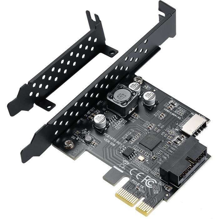 Carte d'extension USB3.2 GEN1 5 Gbpsconnecteur Avant PCIe x1 vers USB 3 ...