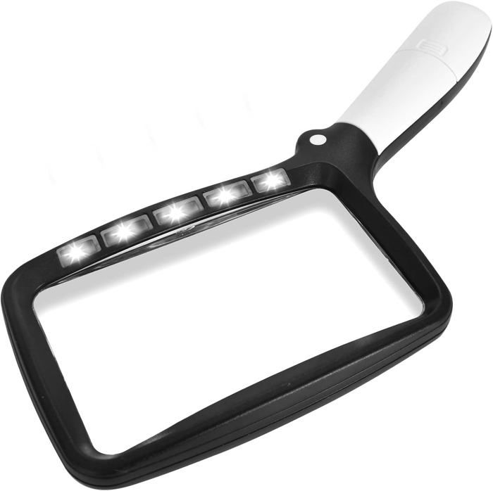 Loupe Rectangulaire 2X, Loupe De Lecture Rectangulaire Avec 5 Lumières À Led, Loupe De Lecture ...