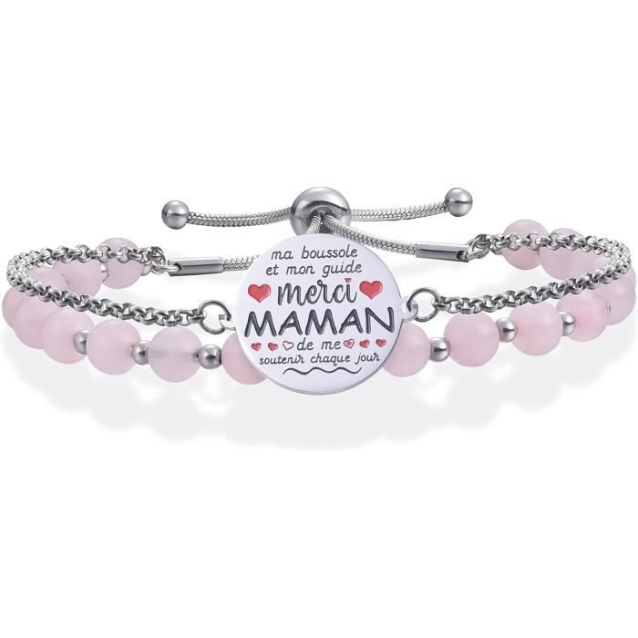 Bracelet Femme Maman Bracelet Double Couche Rose Pendentif Avec ...
