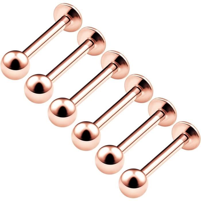 Lot De 6 Piercings Labret En Acier Chirurgical Anodisé Avec Boule ...