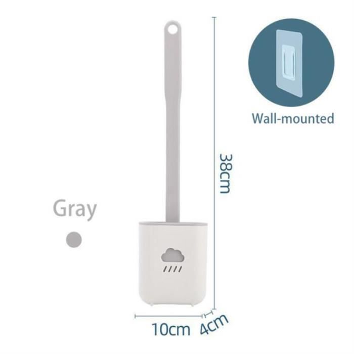 Brosses de Toilette,Brosse de toilette murale en Silicone,avec support,tête plate,poils souples ...