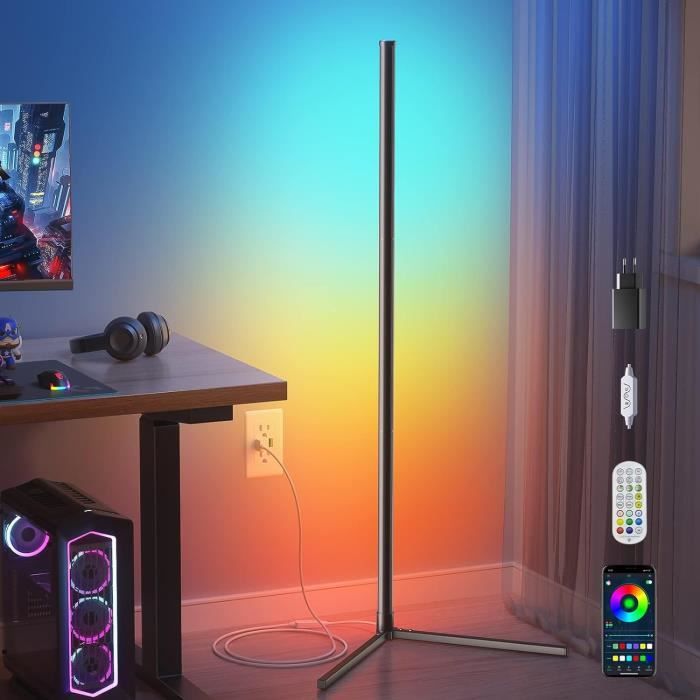 Lampadaire Sur Pied Rgb Lampe D'Angle Led Musique Sync, Lampe D'Ambiance À Led Intensité ...