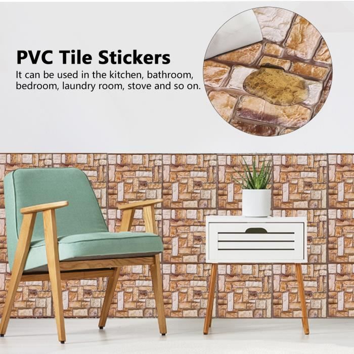 3D Autocollant de Tuile Papier Peint Auto-Adhésif Étanche PVC Décor de ...