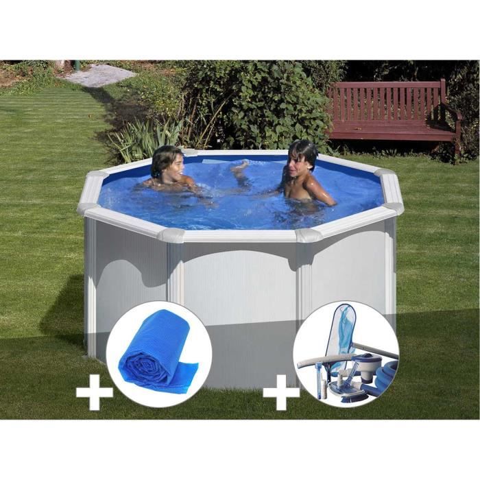 Kit piscine acier blanc Gré Fidji ronde 2,60 x 1,22 m + Bâche à bulles ... Kit piscine acier blanc Gré Fidji ronde 2,60 x 1,22 m + Bâche à bulles ...