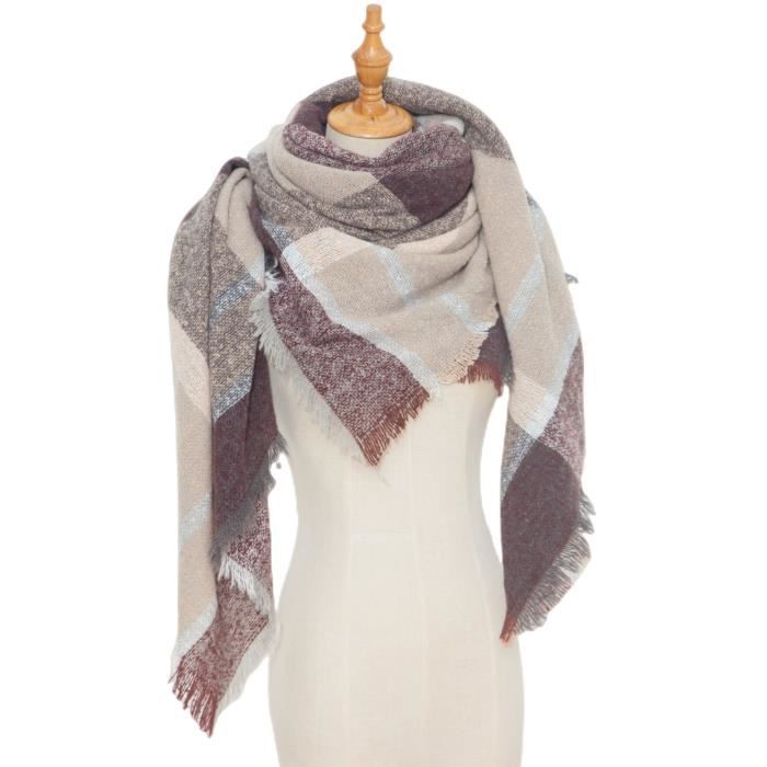 Echarpe Femme - INSFITY - Carreaux - 135 x 135 cm - Hiver - Chaude Cafe ...
