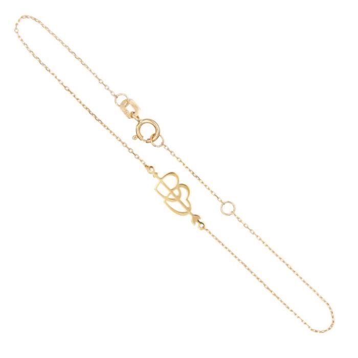 Bracelet Or Jaune - Motif Coeurs et Flèche - L'ATELIER D'AZUR - Femme ...