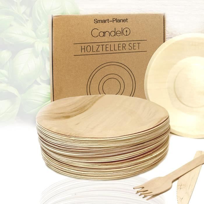 Assiette Jetable Lot 50 Assiettes Jetables Bois Qualité Supérieure 19 ...