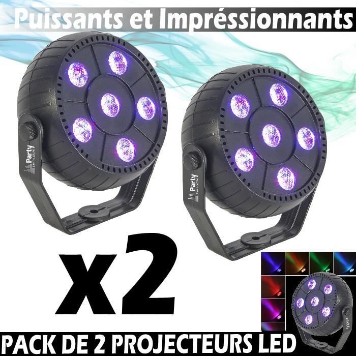 JEU DE LUMIERE 2 PARLED 6 COULEURS PUISSANTS PA SONO DJ LED CLUB BAR ...