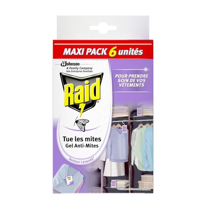 Raid Gel Anti-mites Senteur Lavande - Pack de 6 unités - Cdiscount Maison